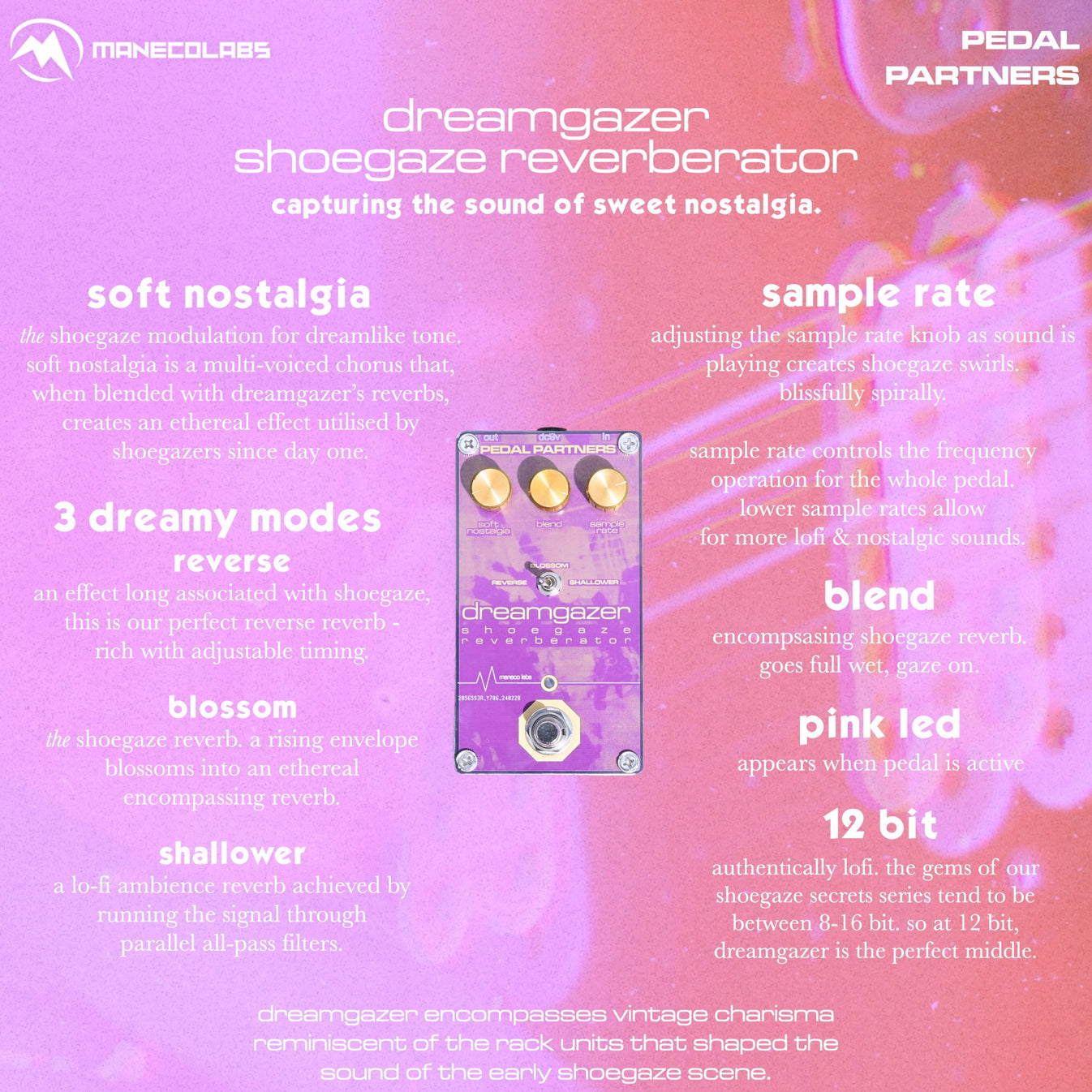 dreamgazer shoegaze reverb pedal | pedal partners reverse reverb pedal – pedalpartners
